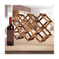 10 Bottles Capacity Foldable Free Standing Wooden Wine Rack Countertop ...
