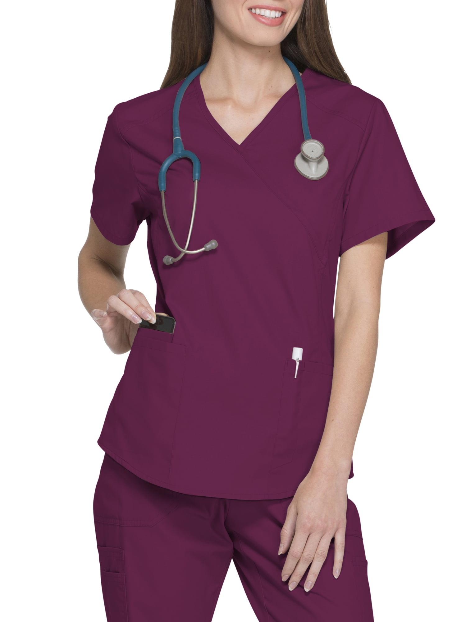 Scrubstar Women's Fashion Essentials Mock Wrap Scrub Top - Walmart.com