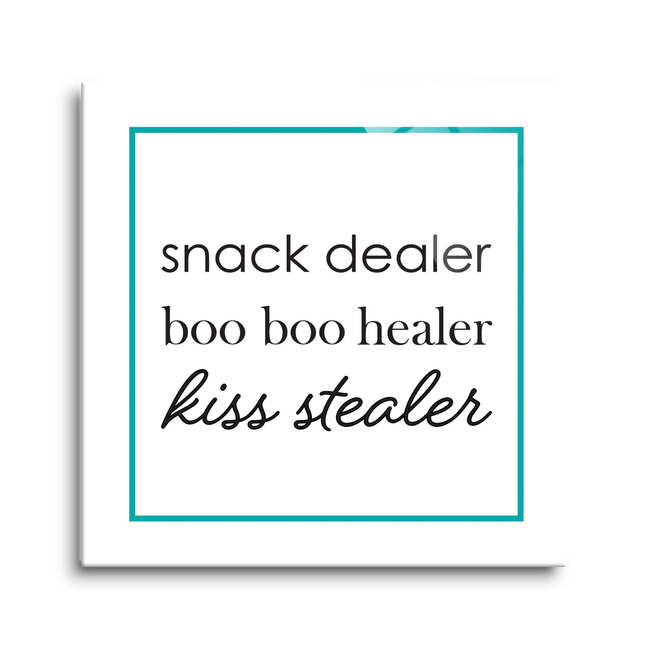 Snack Boo Boo Kiss Stealer Teal Square 12 x 12 Glass Wall Hanging Sign ...