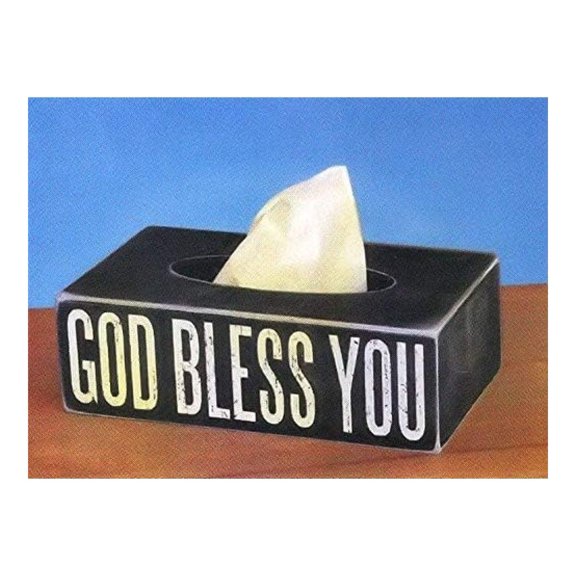 Creative Co-Op Wood & Metal "Bless You" Tissue Box Cover - Walmart.com