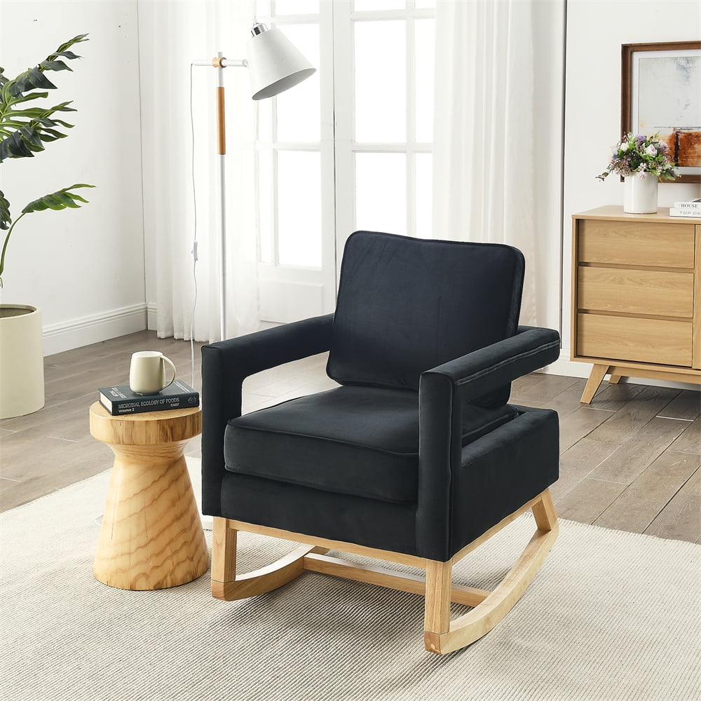 Rocking Chair, Modern Upholstered Nursery Rocking Armchair with Hollow ...