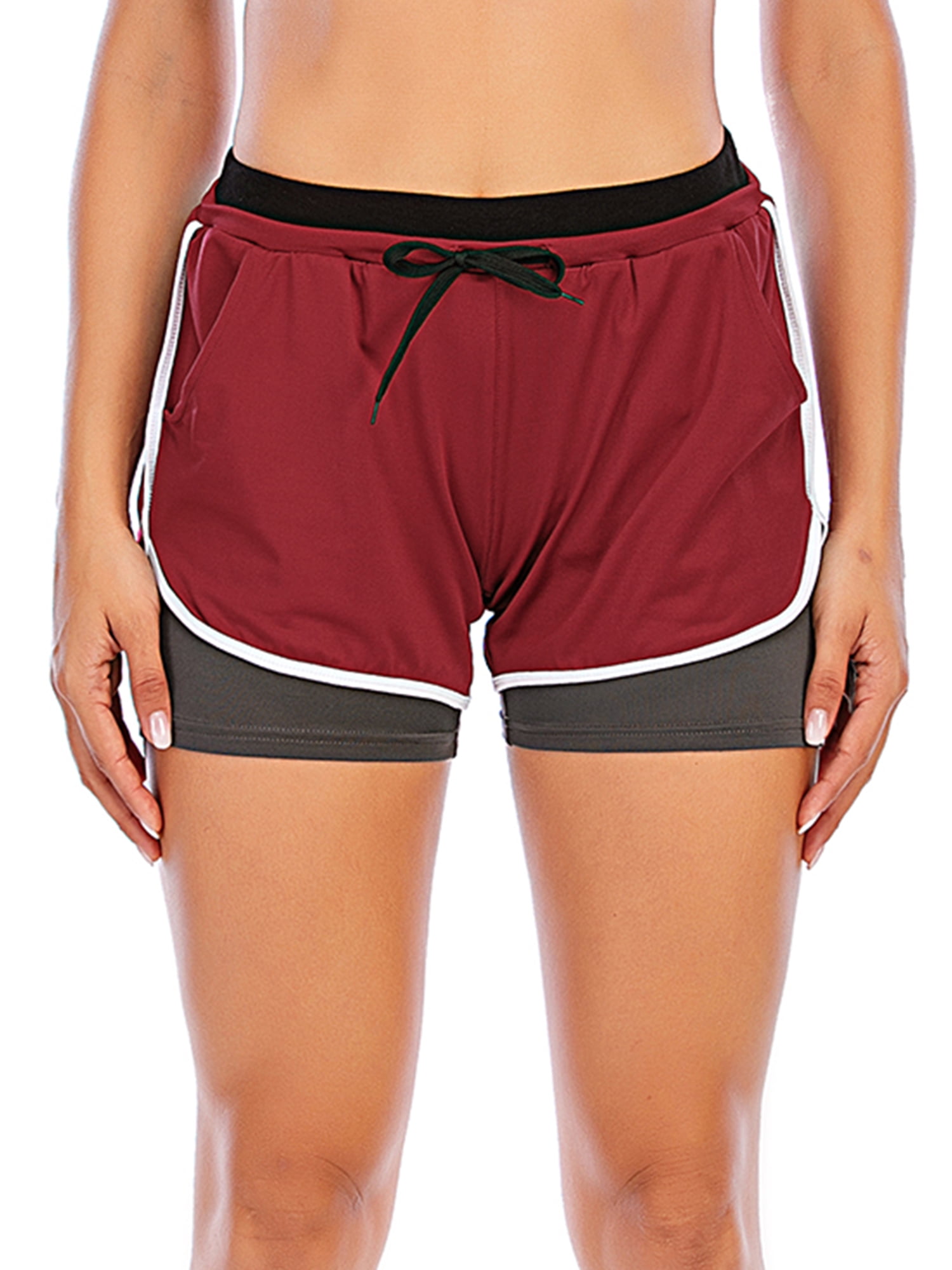 Elastic Waistband Yoga Shorts for Women Workout Running Athletic Bike ...