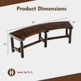 Costway Outdoor Patio Curved Bench, Carbonized Wood Dining Seats for ...