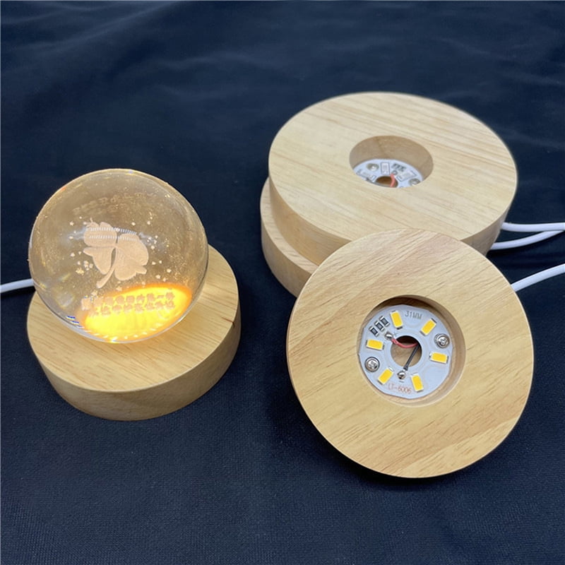 10cm Wood Light Base Wooden LED Light Rotating Display Stand Lamp ...