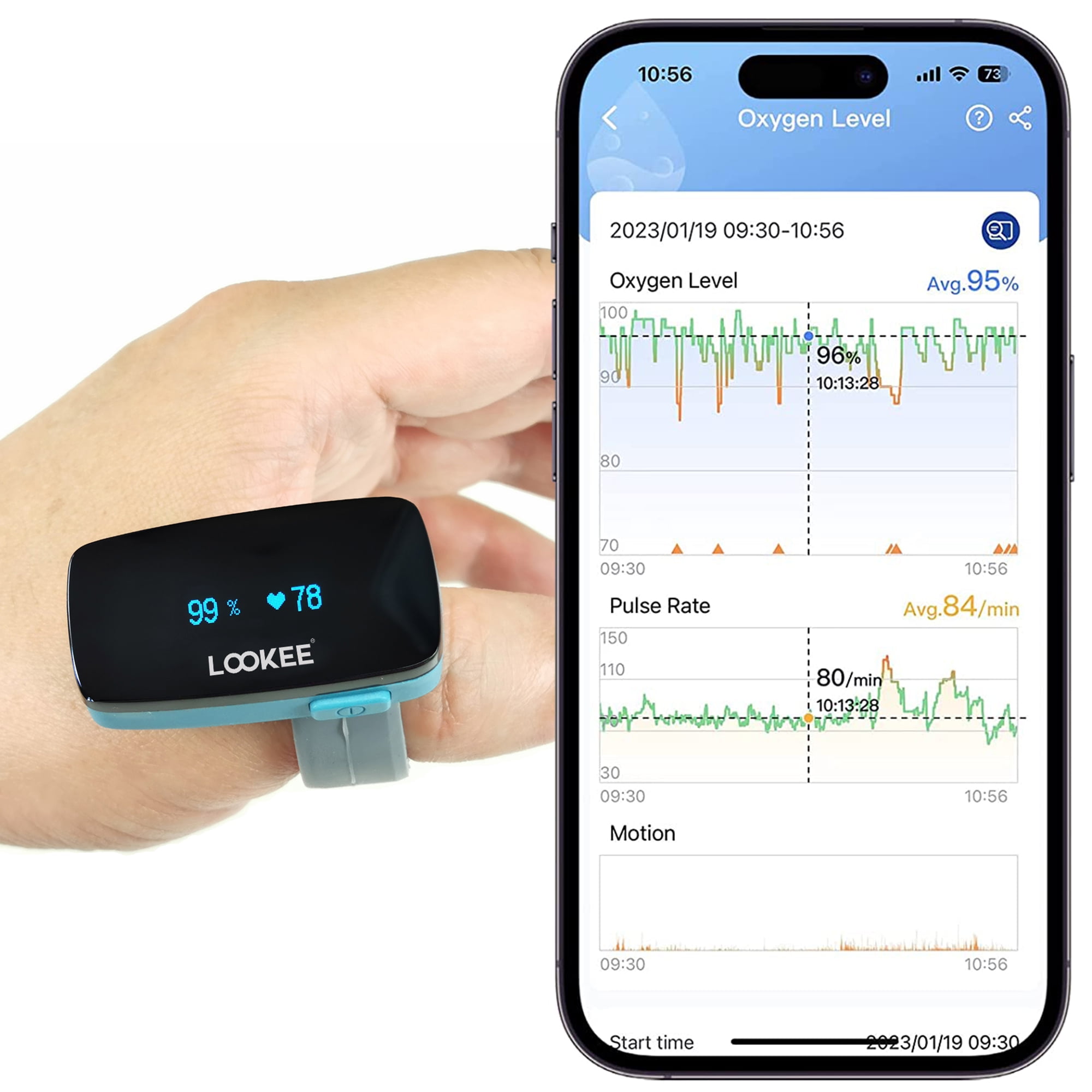 LOOKEE Ring Sleep Oxygen Monitor with Vibration Reminder for Low O2 | Continuous Ring Pulse ...