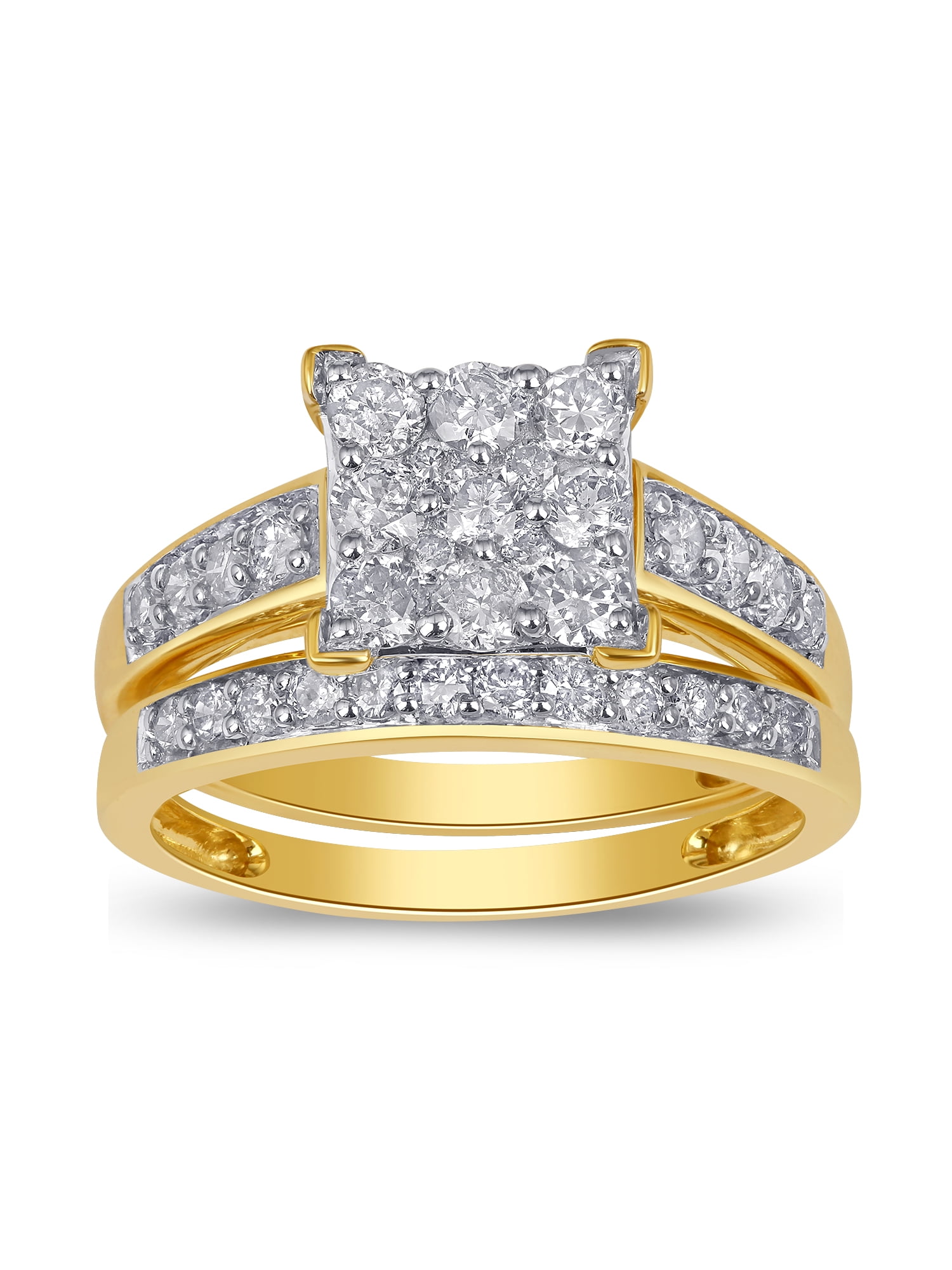Forever Bride 1.00 Carat T.W. Diamond Wedding Ring Set in 10K Yellow ...