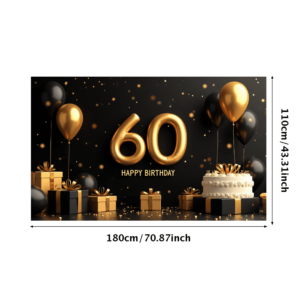 Click here for Yezdix Gold Black 60th Birthday Backdrop Banner  H... prices