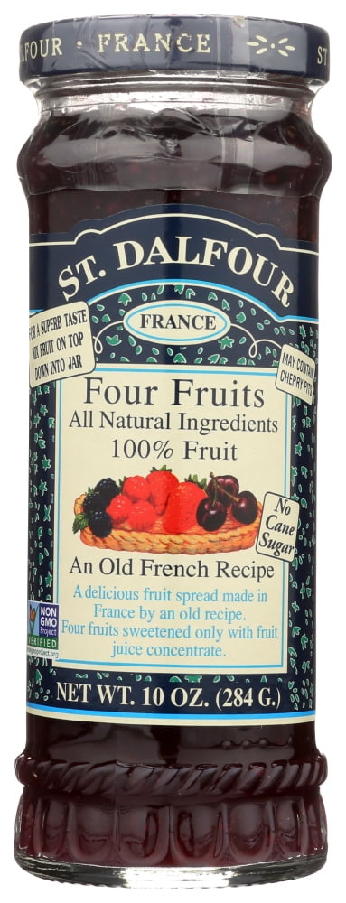 St Dalfour Fruit Spread Deluxe 100 Percent Fruit Four Fruits, 10 Oz ...
