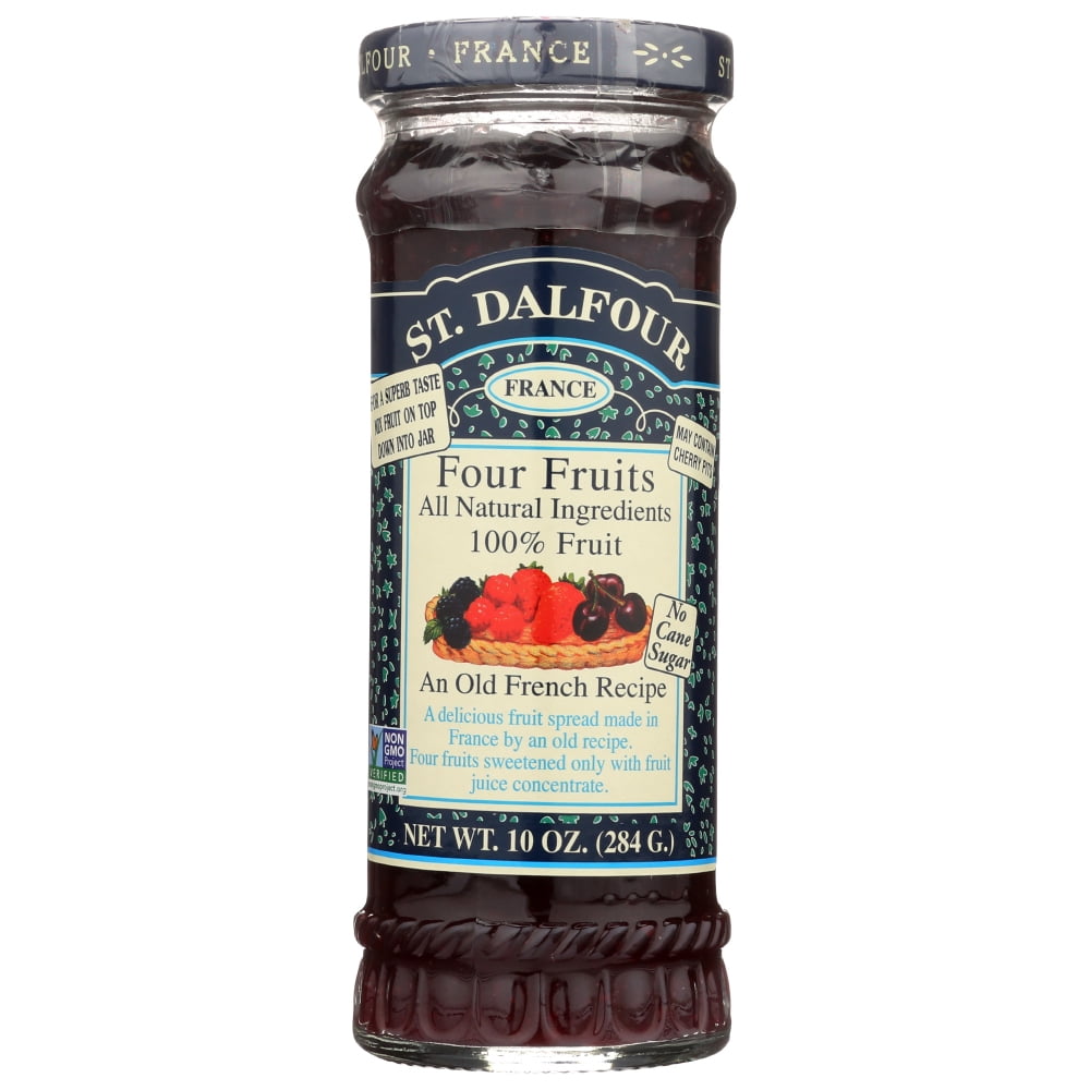 St Dalfour Fruit Spread Deluxe 100 Percent Fruit Four Fruits, 10 Oz ...