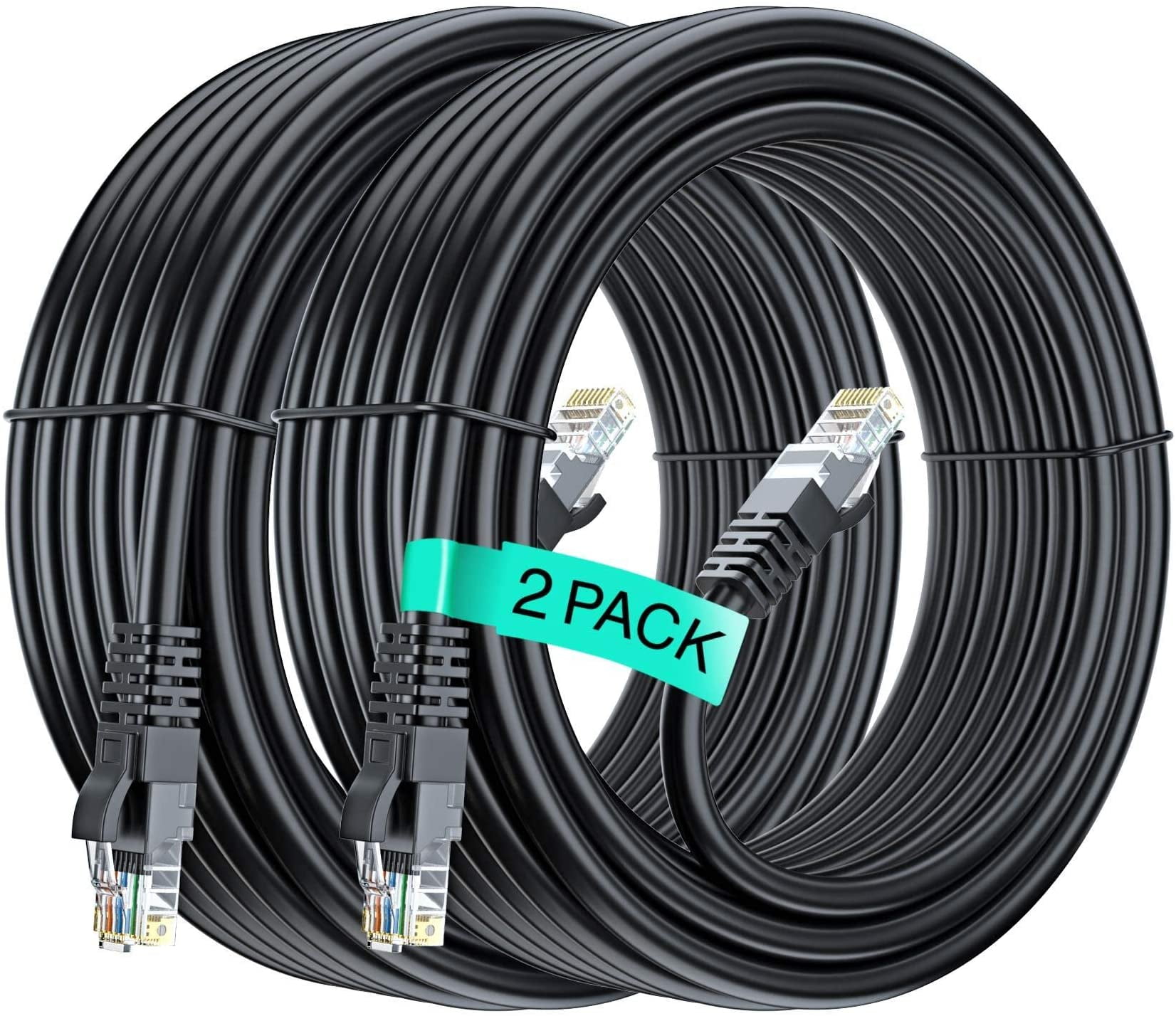 Ethernet Cable 25 Ft Cat 6 (2 Pack) High Speed LAN Network Internet ...