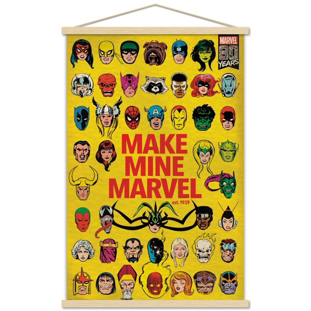 Marvel Comics - Marvel 80th Anniversary - Group Wall Poster with Wooden ...