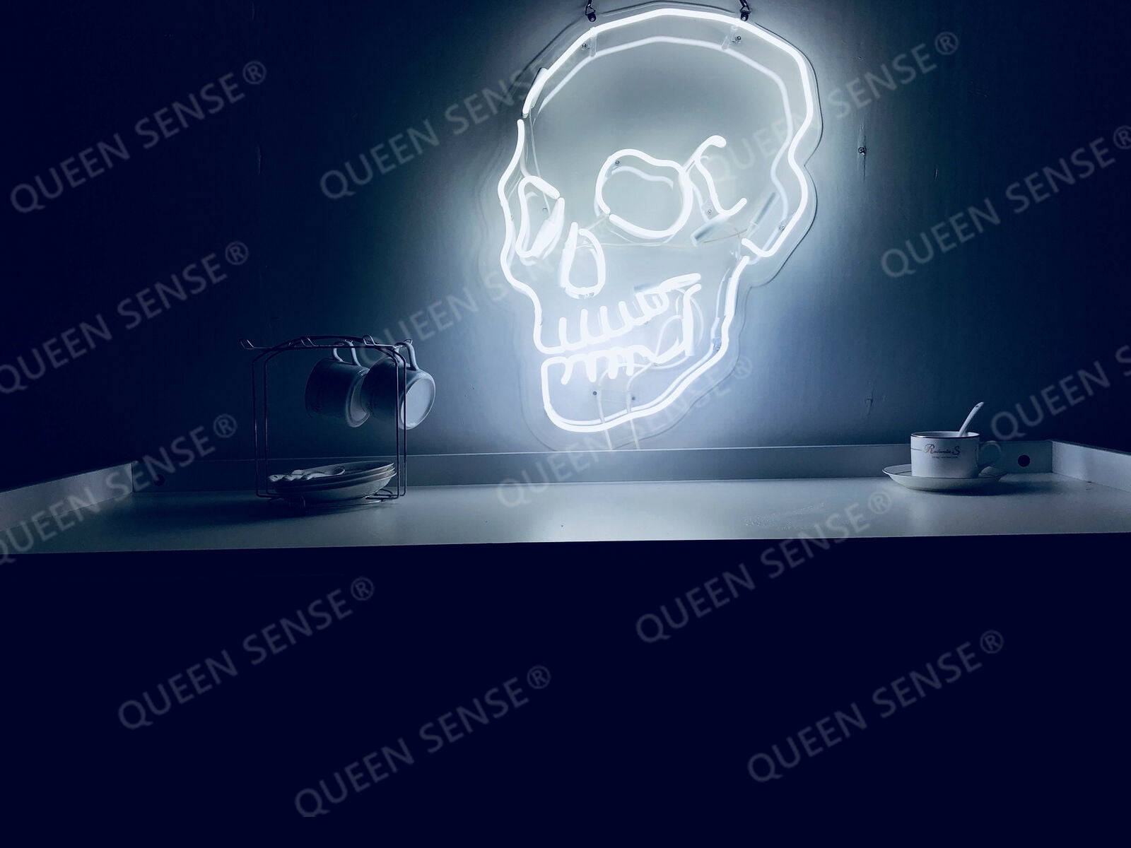 Queen Sense 20" Haunted Skull Skeleton Neon Sign With Dimmer Acrylic ...
