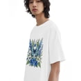 Men's T Shirts, Cartoon Blue White Butterfly Flowers Leaf T-Shirt for ...