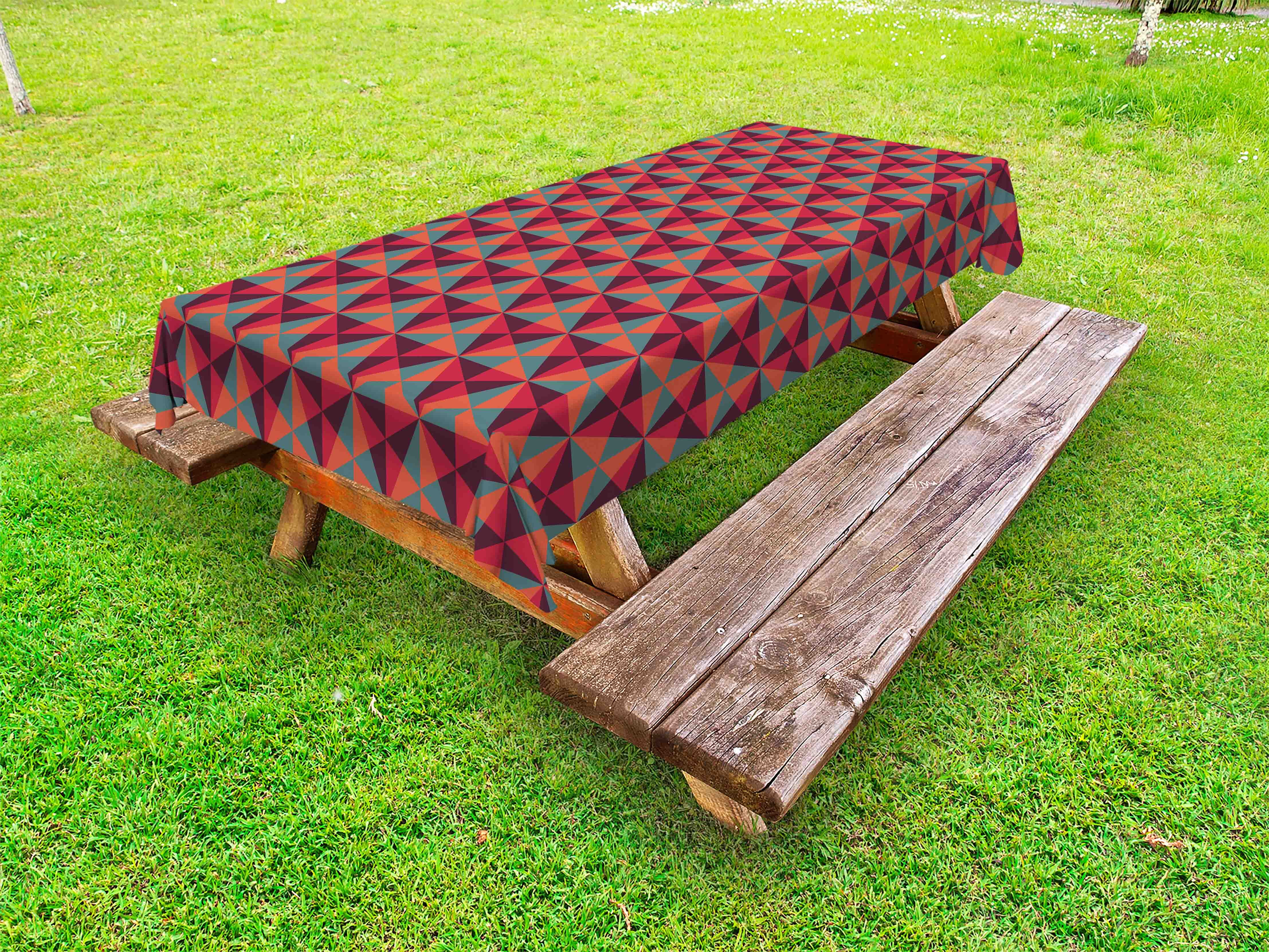 Geometric Outdoor Tablecloth, Triangle Dimension Fractal Figures Modern ...