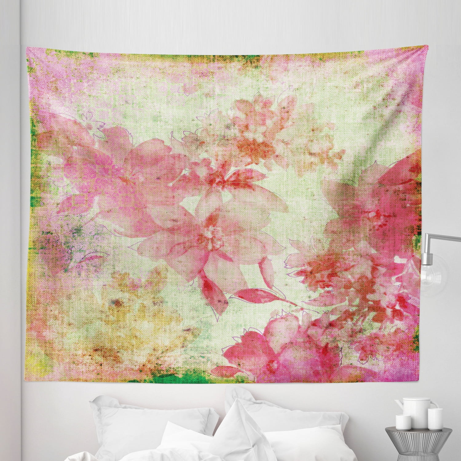 Floral Tapestry, Floral Design with a Grunge Style Dated Background ...