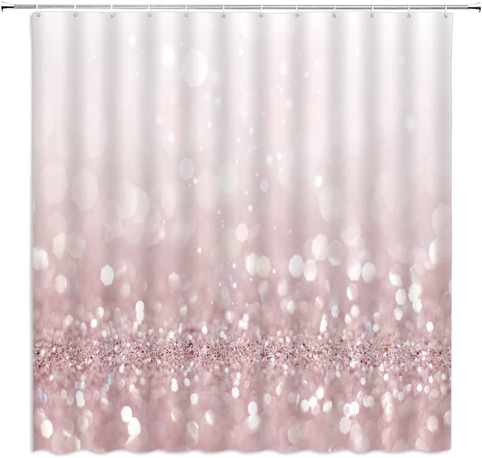 Pink Glitter Shower Curtain Bling for Women Girl Sparkling Shining ...