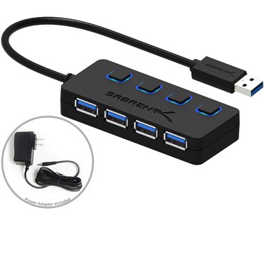 onn. AC Powered USB 3.0 Hub with 4 USB Ports - Walmart.com