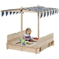 Outsunny Kids' Wooden Sandbox with Covered Lid, Adjustable ...