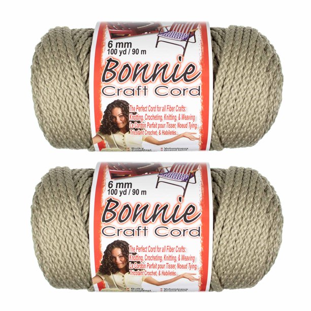 2 Pack Bonnie Macrame Cord - 6mm - 100 yd Lengths - Various Colors ...