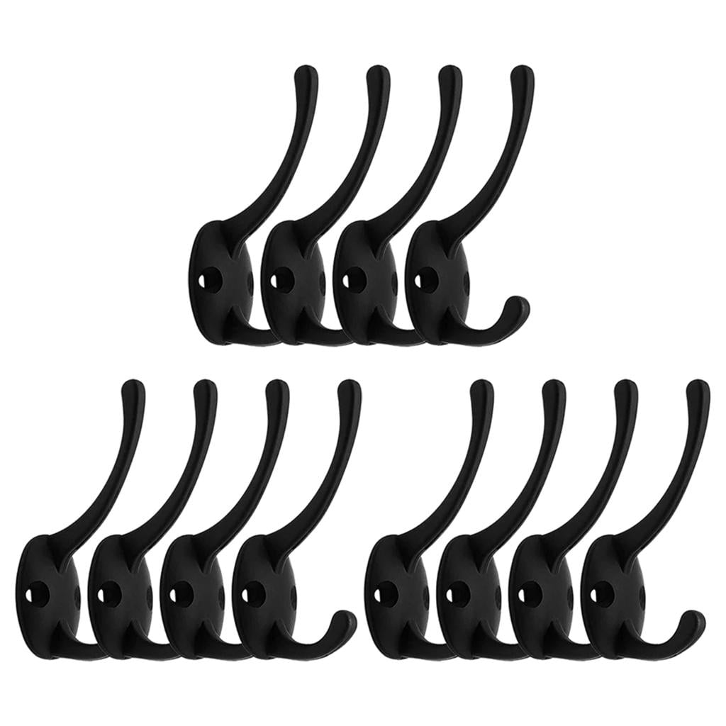 12 Pieces Metal Wall Mounted Hooks Dual Prong Hanger with Screws Retro ...
