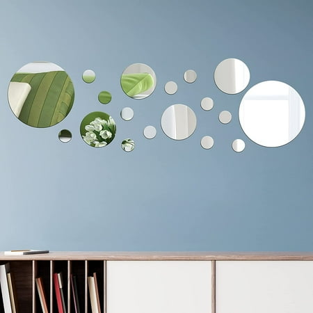 EAYY 24 Pieces Removable Acrylic Mirror Setting DIY Art Wall Sticker ...