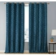 THD Sally Flocked Lattice Geometric 100% Blackout Total Privacy Grommet Window Curtain Panels ...