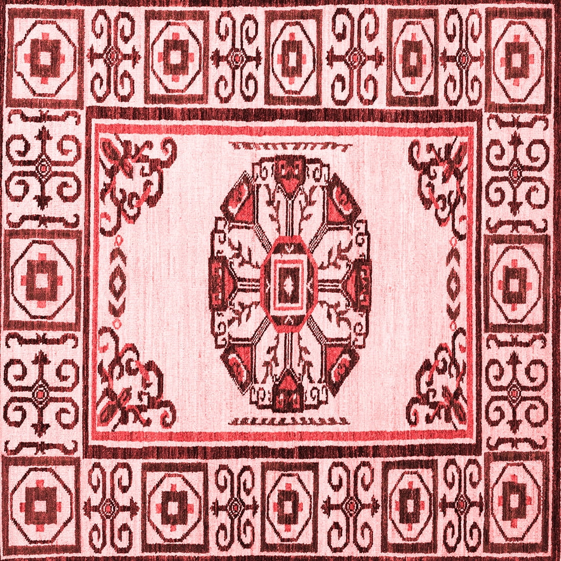 Ahgly Company Indoor Square Oriental Red Modern Area Rugs, 8' Square ...