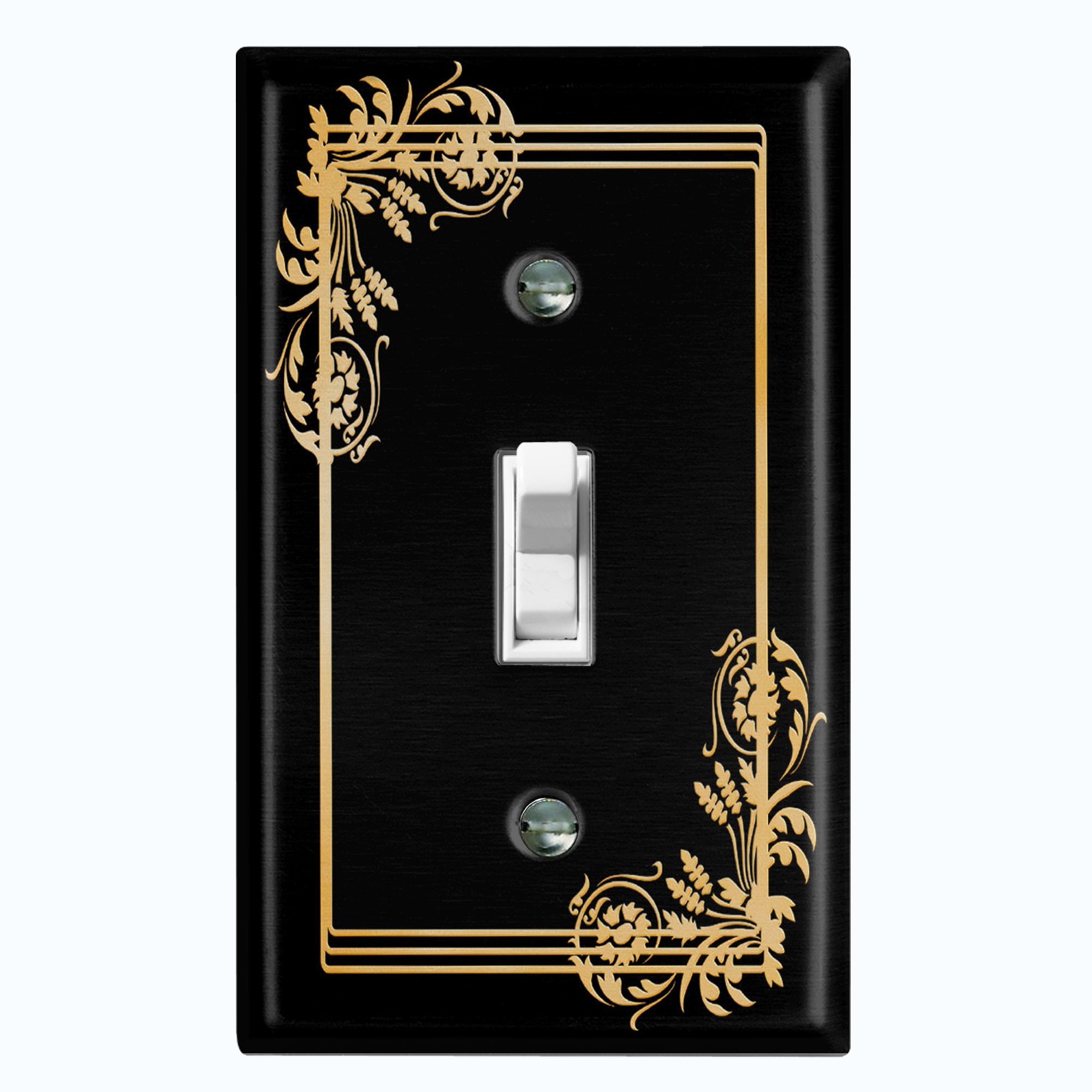 Metal Light Switch Plate Cover Elegant Victorian Floral Frame Black ...