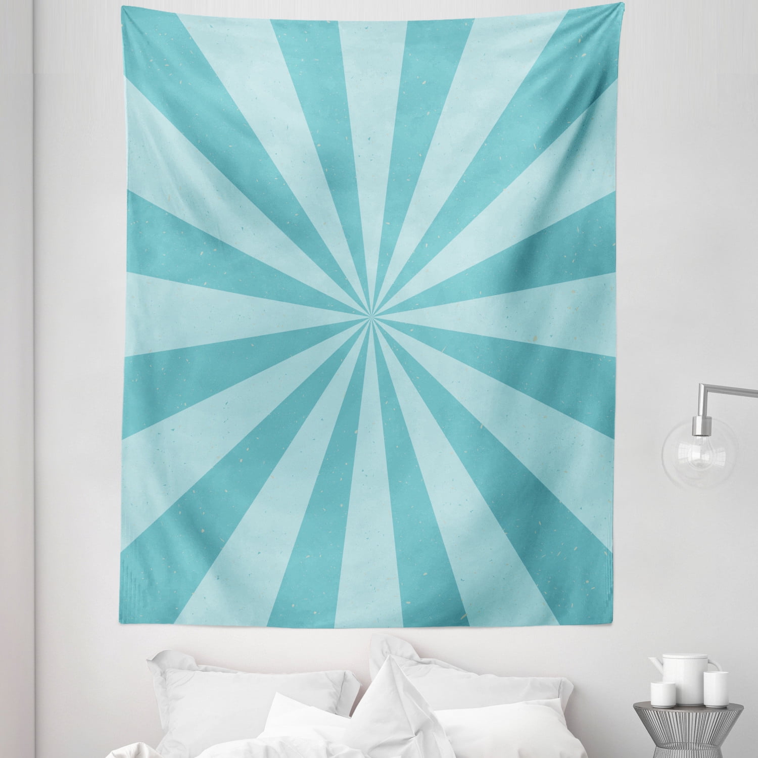 Vintage Blue Tapestry, Retro Style Radially Widening Geometric ...