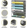 5-Tier Mesh Hanging Wall File Organizer - Black Metal Wall Mount Mail ...