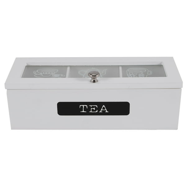 3 Compartments Bamboo System Tea Bag Storage Box Jewelry Organizer Tea ...