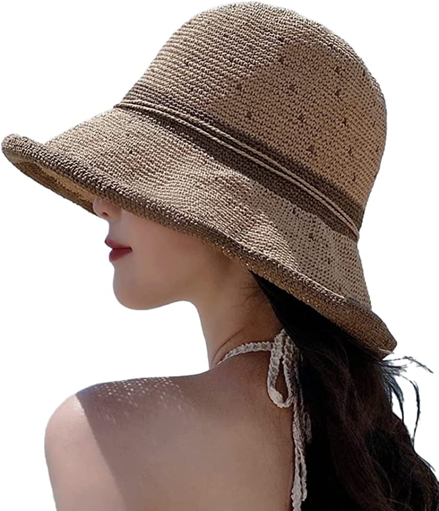 Cocopeaunts Straw Hat For Women Wide Brim Summer Handmade Woven Sun