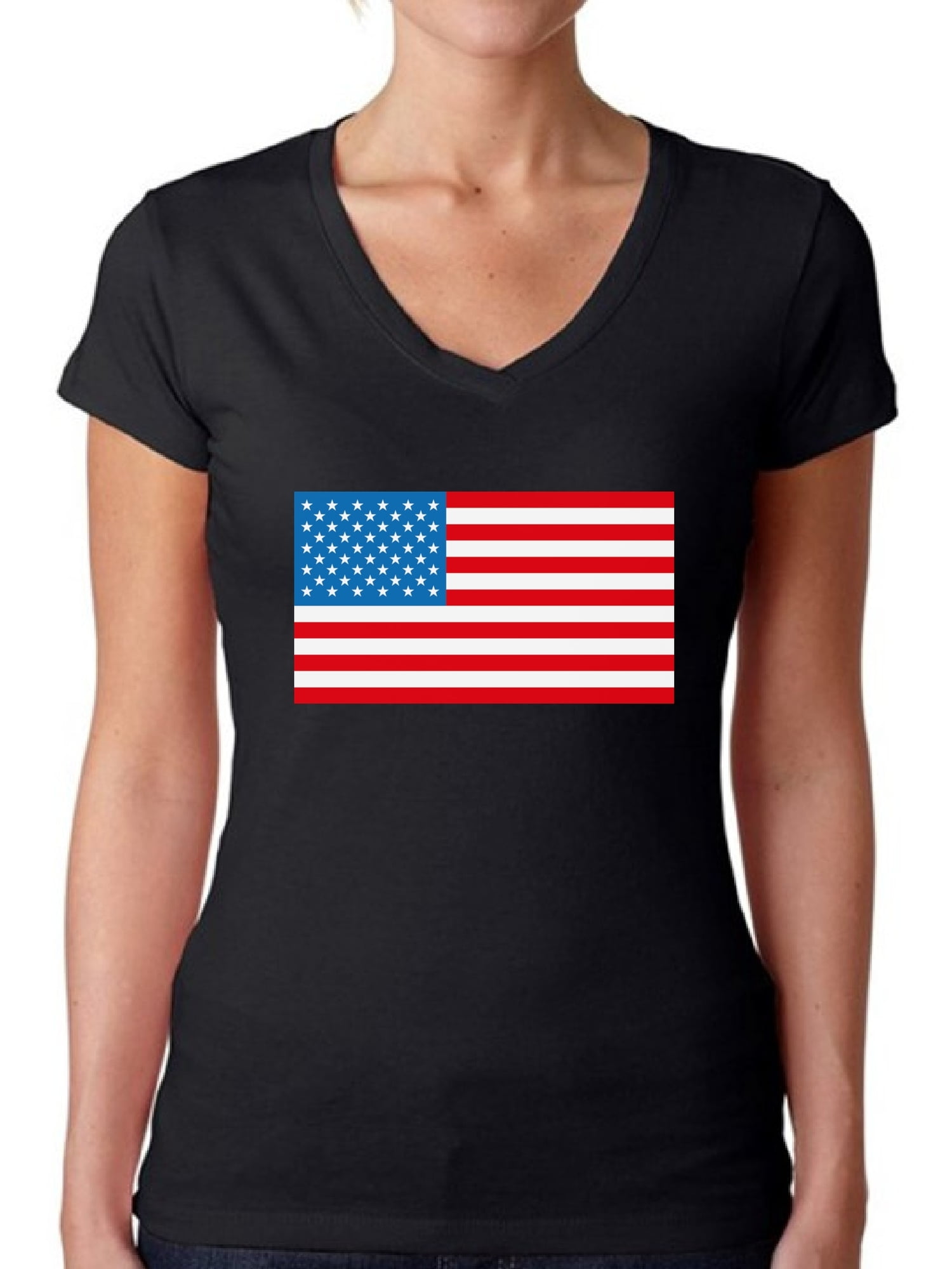 Awkward Styles Womens American Flag V Neck T Shirt Usa Flag Patriotic