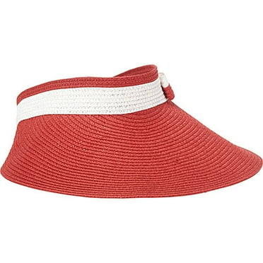 MAGID WOMEN'S PAPER STRAW ROLL UP SUN VISOR WITH VELCRO BOW - Walmart.com