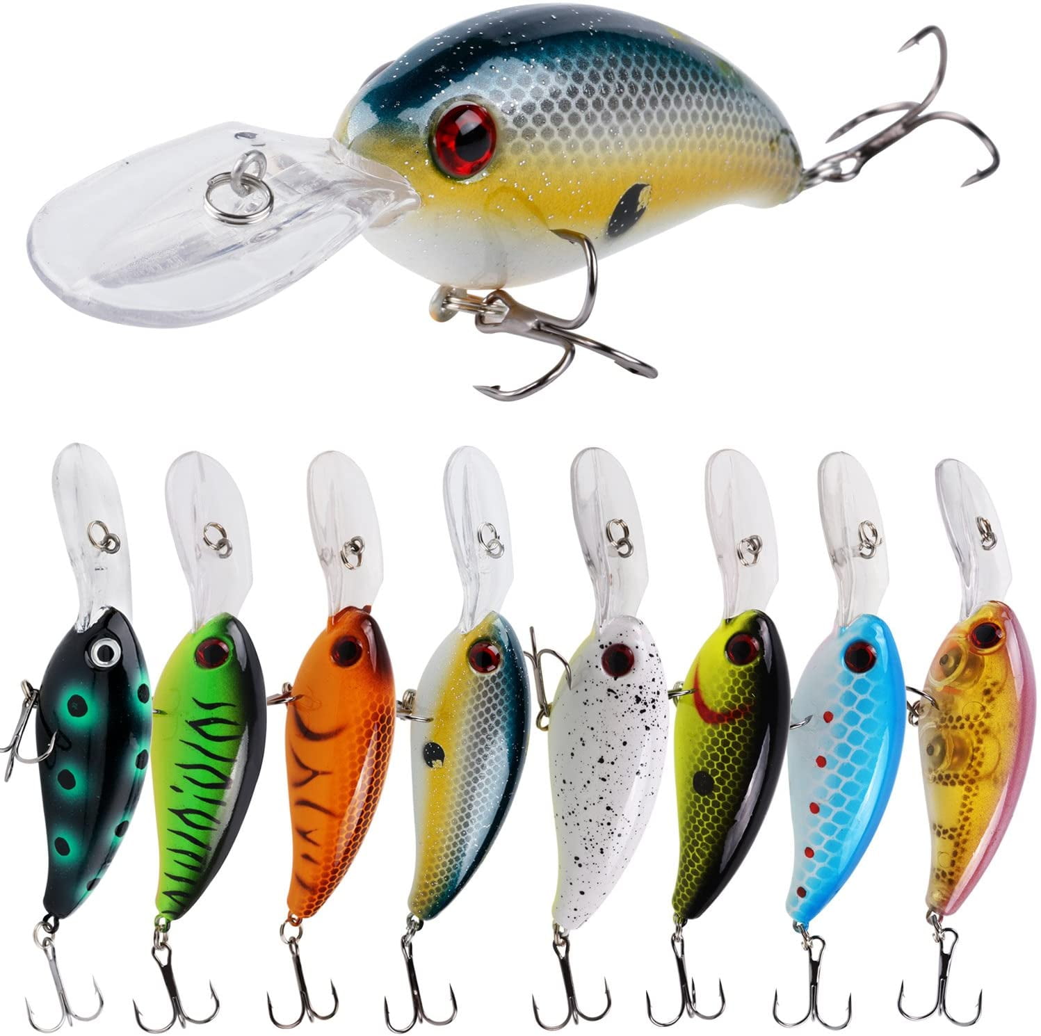 Sougayilang 8 Pack Fishing Lures - Shallow Deep Diving Swimbait ...