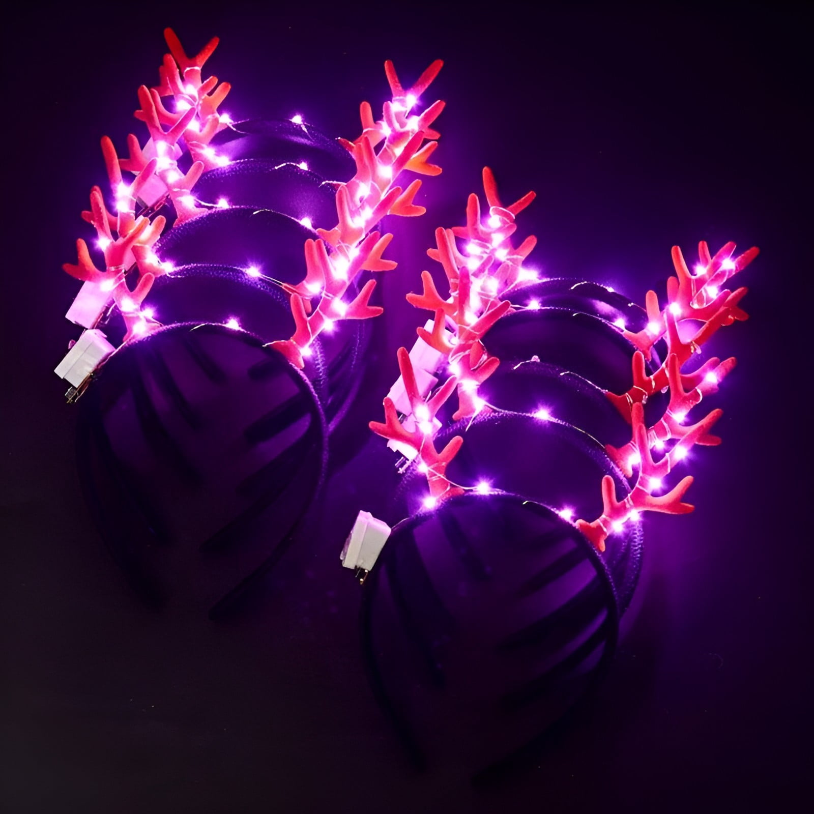 Christmas Headbands LED Light Up Flashing Reindeer Antlers Costume ...