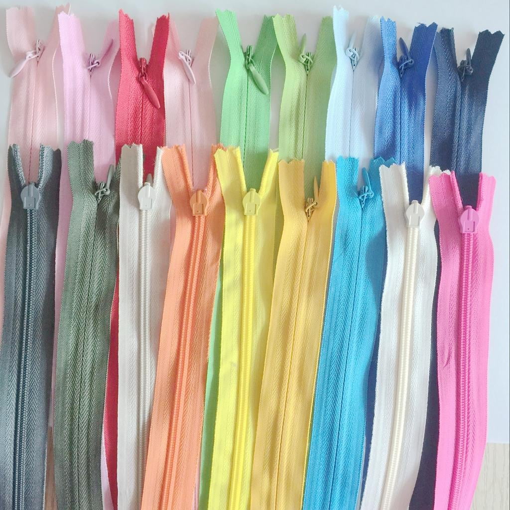 18pcs 40cm Mixed Color Nylon Invisible Zippers Closed End DIY Sewing ...