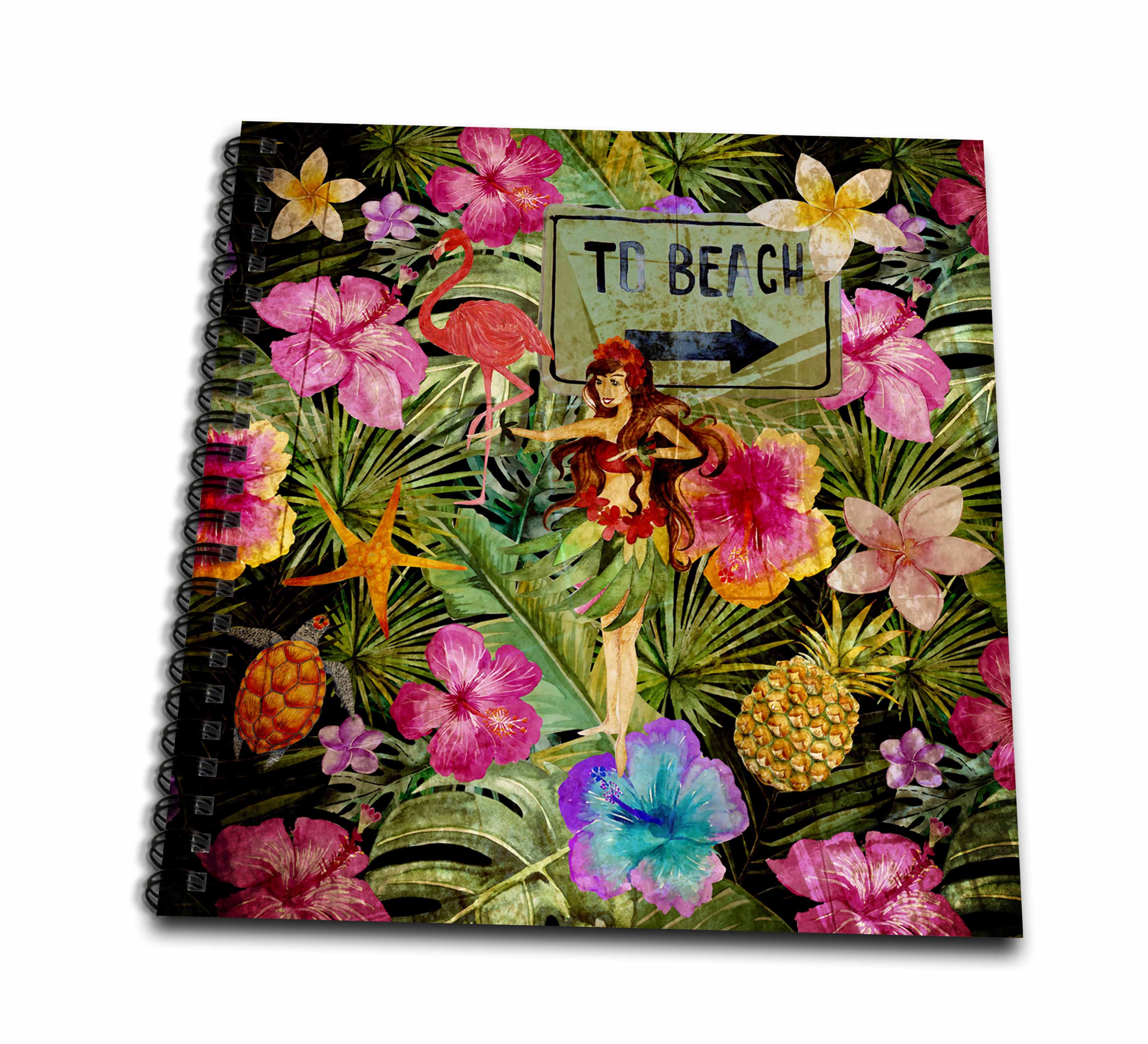 3dRose Aloha Hula Girl and Hibiscus and Palm Jungle Tropical Hawaii ...