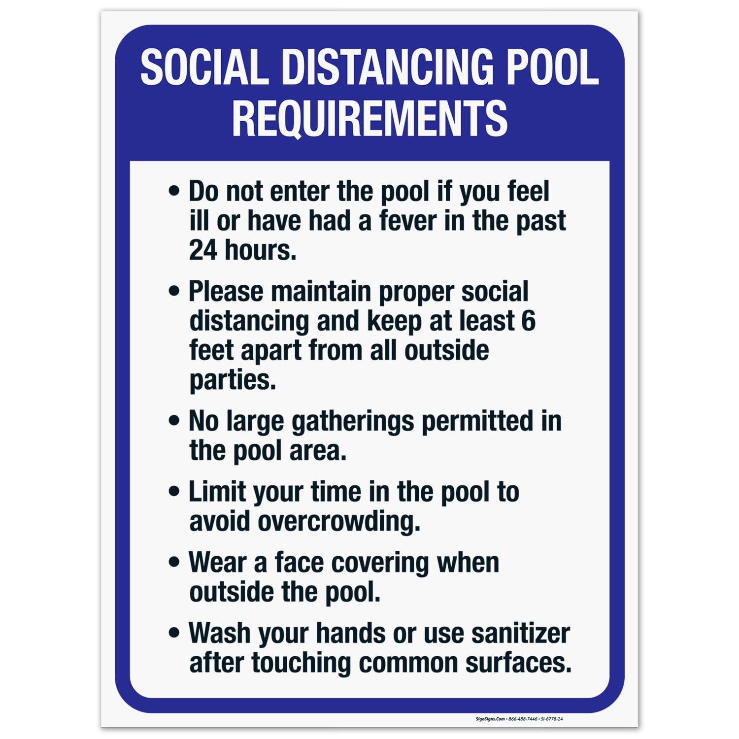 Social Distancing Pool Requirements Sign, Pool Sign, 10x10 Vinyl ...