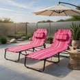 Adjustable Beach Chaise Lounge Chair with Face Hole, Removable Pillows ...