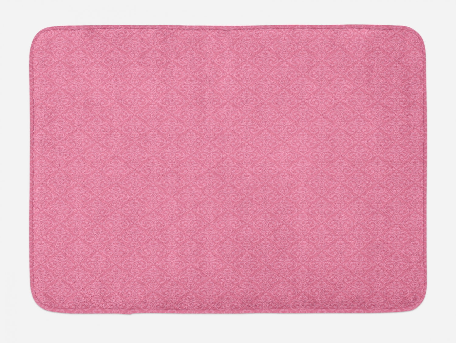 Pale Pink Bath Mat, Baroque Pattern with Damask Inspired Motifs Old ...