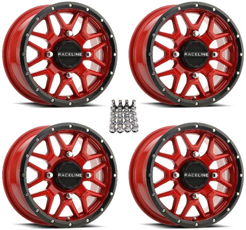 Raceline Krank ATV Wheels/Rims Red 14" Can-Am Commander Maverick ...