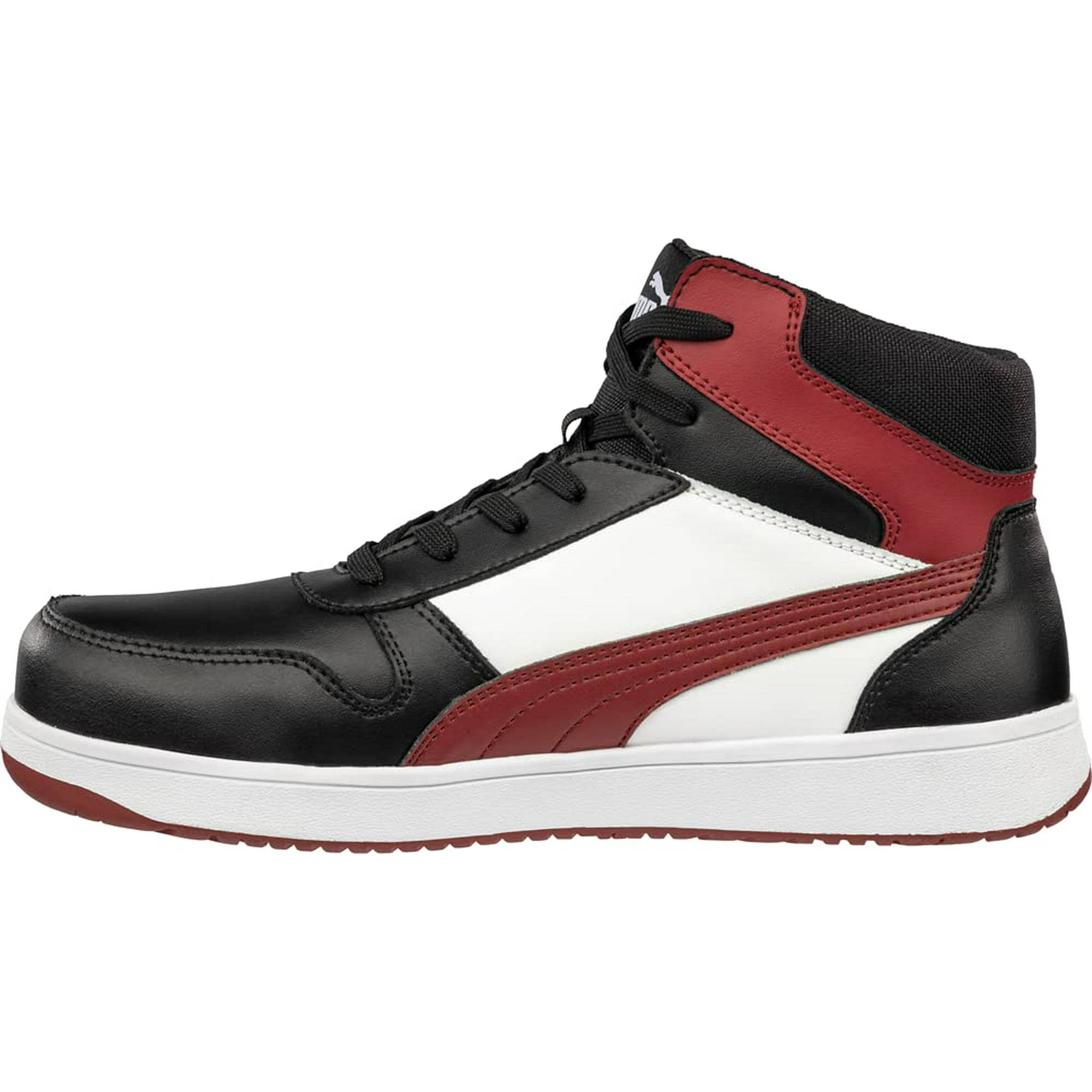 Click here for Puma Frontcourt Leather Mid Astm Eh Black/White/Re... prices