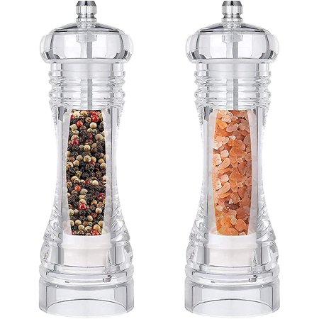 Salt And Pepper Mill Set Of 2, Pepper Mill Transparency With Adjustable ...