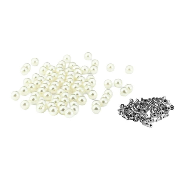 100x Pearl Rivets Rivets Half Hole Faux Pearls for DIY Hat Garment 8mm ...