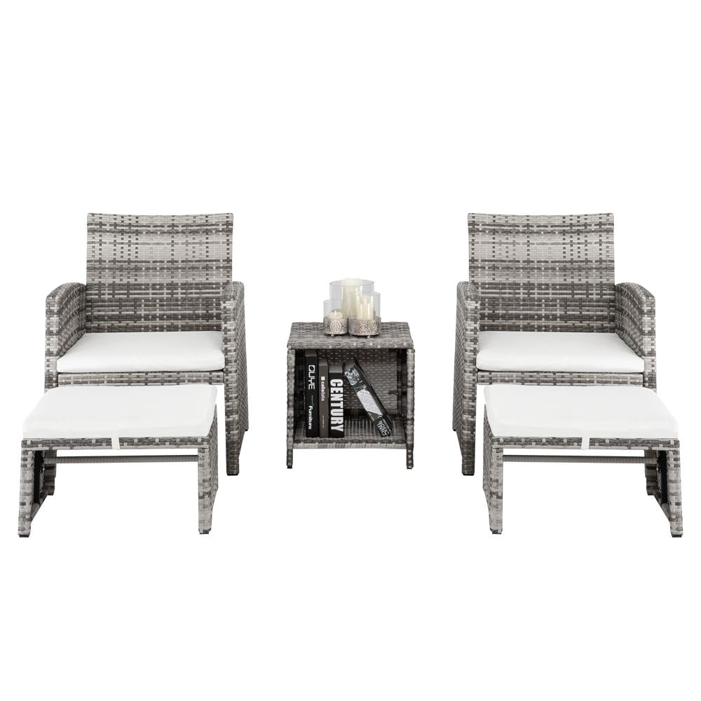 GoDecor 5 Piece Rattan Outdoor Patio Sofa Set with Ottomans - Walmart.com
