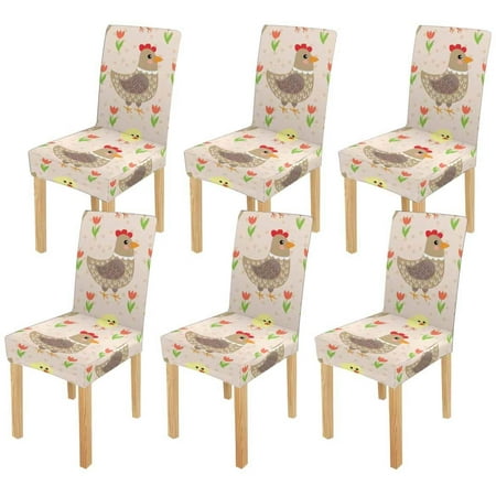 RYLABLUE Cute Cartoon Hen and Chicken Stretch Chair Cover Protector ...