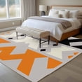 Abstract Art Washable Area Rug 5x7 Blue Black Orange Line Simple Gray ...