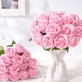 50 Pcs Red Roses Artificial Flowers, Real Touch Velvet Roses Bouquet ...