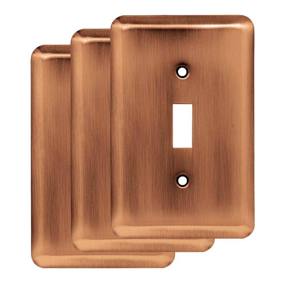 Franklin Brass Stamped Round Single Switch Wall Plate in Antique Copper ...